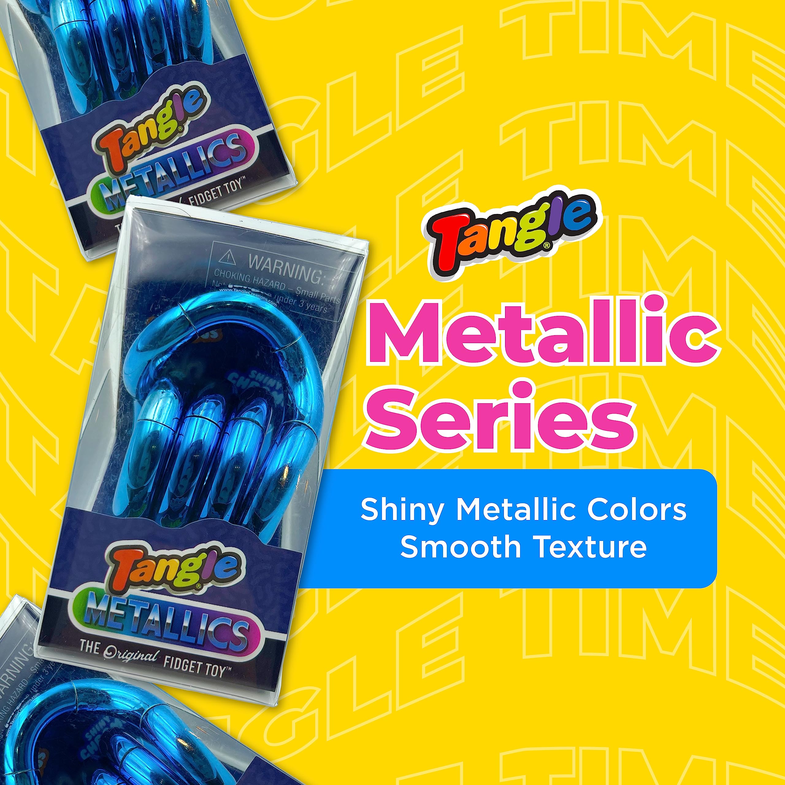 Tangle® Jr. Metallic (2-Pack) - Purple & Blue - Genuine Tangle Fidget - Fidget Toy for Kids and Adults - Metallic Shiny Fidget Desk Toy