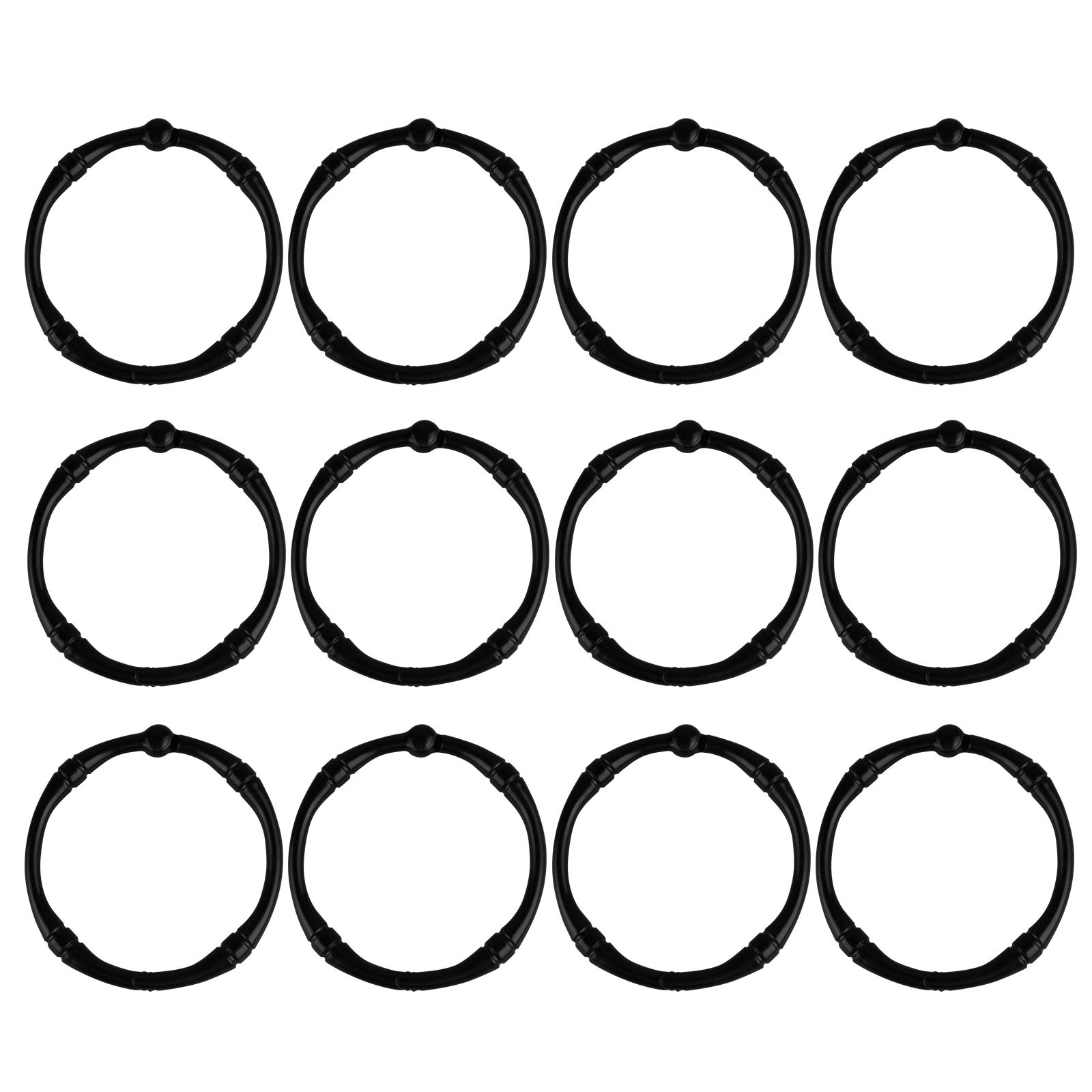 TCMAO Shower Curtain Hooks, Rustproof Decorative Shower Curtain Rings Metal Round Shower Hooks for Bathroom Shower Rod, 12 Pack (Black)