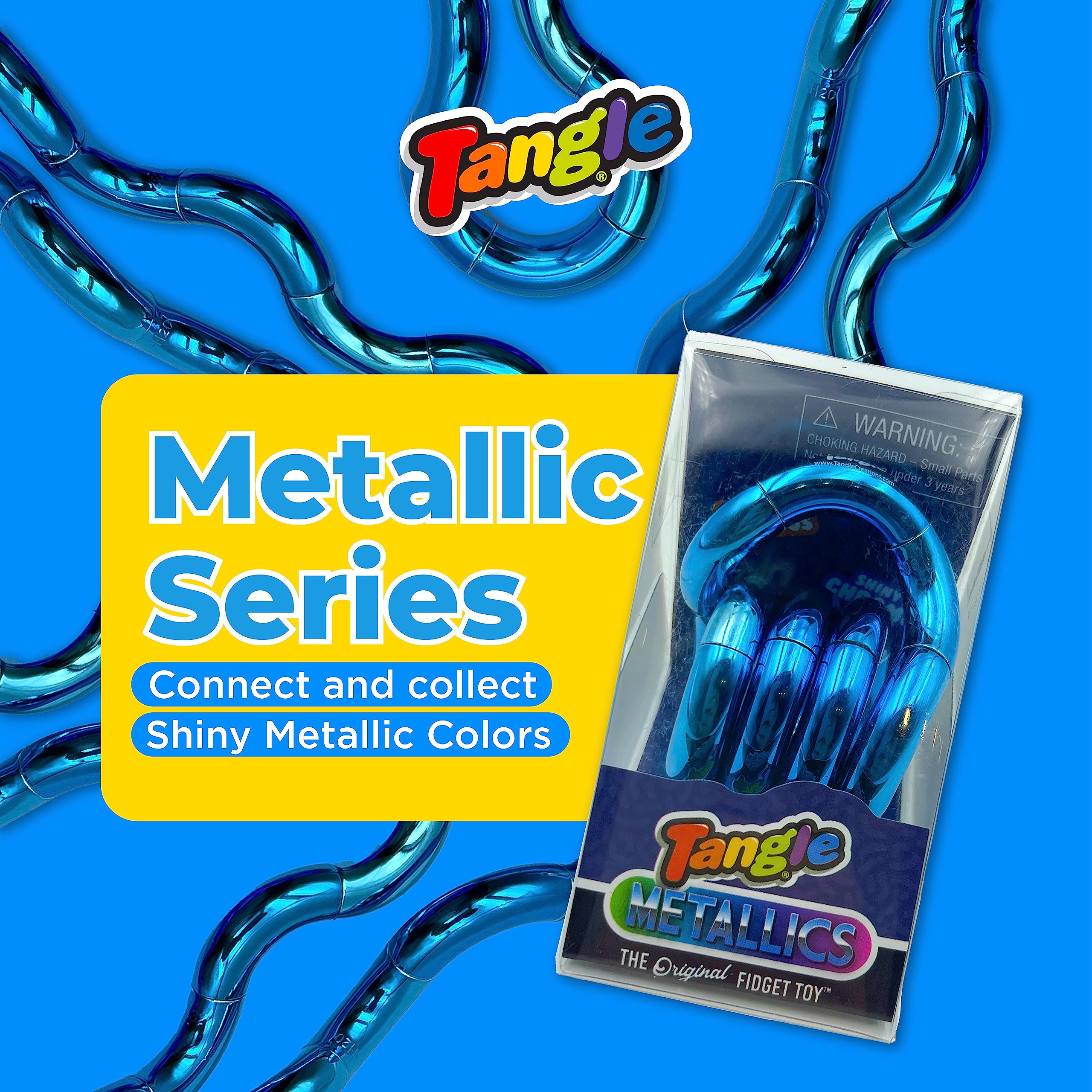 Tangle® Jr. Metallic (2-Pack) - Purple & Blue - Genuine Tangle Fidget - Fidget Toy for Kids and Adults - Metallic Shiny Fidget Desk Toy