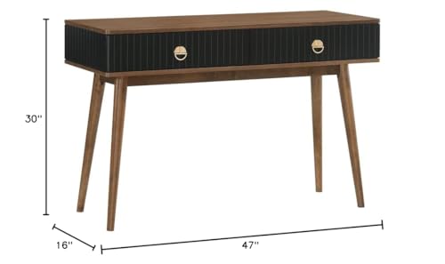 MAKLAINE Modern Wood ad Veneer Console Table in Black/Walnut