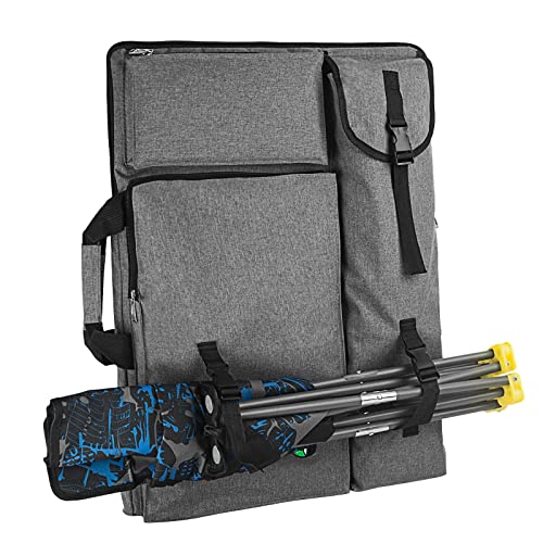 4K Art Portfolio Carry Case Bag Backpack Student Drawboard Storage Tote Portable Handheld Shoulder Box Artist Drawing Board for Sketch Easel Outdoor Backpack Travel Art Supplies