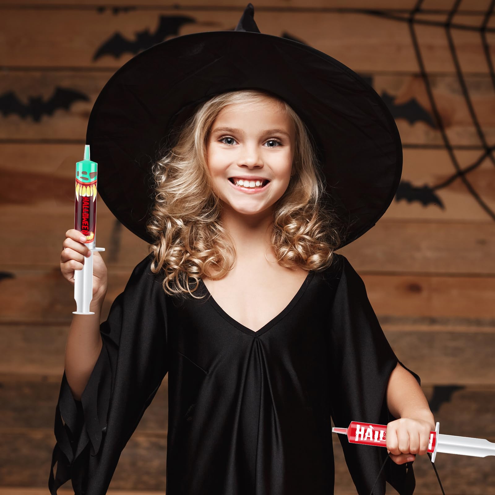 Jenaai 108 Pack Jelly Syringes Set Includes 36 Plastic Jelly Syringes 36 Disposable 2 oz Jelly Containers with Lids and 36 Clear PVC Halloween Stickers for Halloween Party Supplies