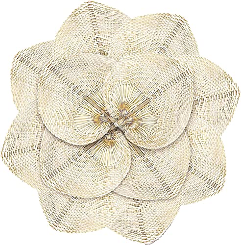 TAGREE Wedding Raffia Fans for Guest - Wedding Gift Idea for Couple & Guests Farmhouse Decor & Boho Chic Decor (White with Ring Handle (Set of 12))