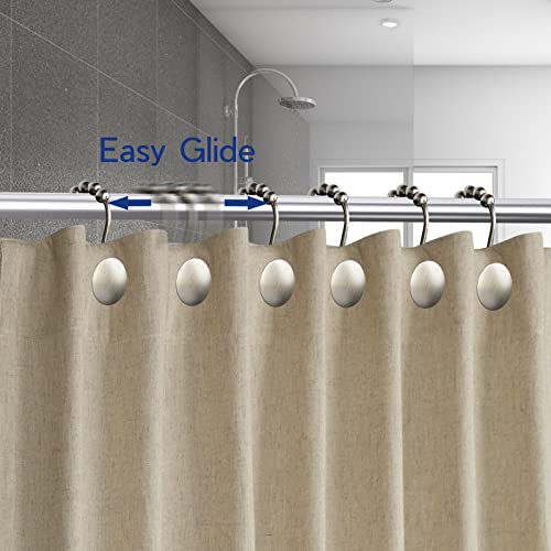 Nickel Shower Curtain Hooks Rust Proof:Durable Metal Shower Curtain Rings Easy Glide Shower Hooks for Shower Curtain Peyton Decorative Shower Curtain Hooks,Set of 12 Shower Rings