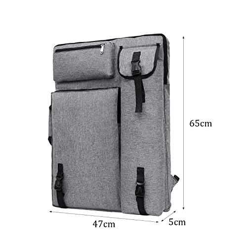 4K Art Portfolio Carry Case Bag Backpack Student Drawboard Storage Tote Portable Handheld Shoulder Box Artist Drawing Board for Sketch Easel Outdoor Backpack Travel Art Supplies
