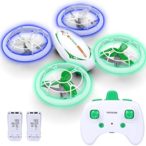 PATIKUIN Drones for Kids RC Mini Drone with LED Lights for over 8 years old Boys and Girls Beginners, RC Helicopter Quadcopter with Five Cool Light Effects, Auto Hovering, 3D Flip, Remote Control Headless Mode, Circumflight and Emergency Paddle Stop