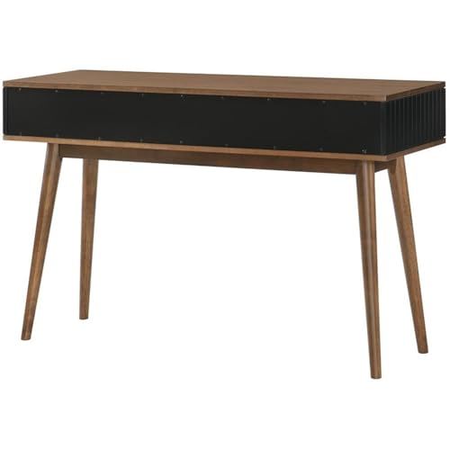 MAKLAINE Modern Wood ad Veneer Console Table in Black/Walnut