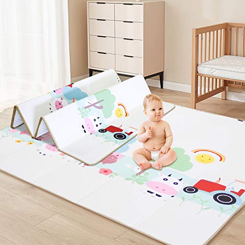 Baby Play Mat,Extra Largre Folding Baby Crawling Mat(180 x 150 cm ),Portable Playmat Indoor Outdoor Large Fun Activity Gym Mat for Yoga or Crawling Baby Toddler & Infants for Boys Girls