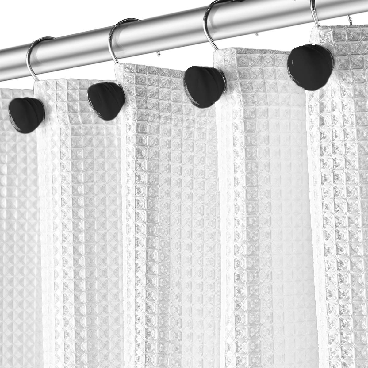 Creative Scents Black Shower Curtain Hooks - Set of 12 Shower Hooks for Shower Curtain - Decorative Shower Curtain Hooks Black - Durable Shower Curtain Rings for Bathroom Curtain Shower Rod