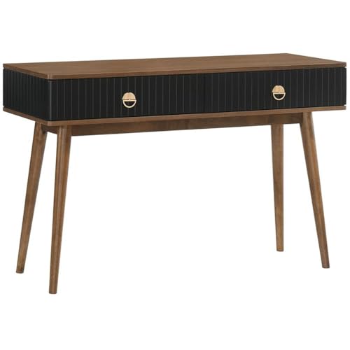 MAKLAINE Modern Wood ad Veneer Console Table in Black/Walnut
