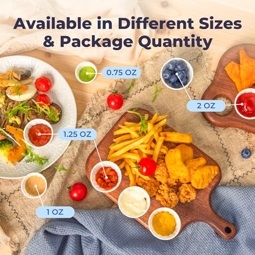 Fit Meal Prep [500 Pack] 2 oz Treated Paper Souffle Portion Cups for Condiments Samples Measuring Jello Shots Sauce Disposable Cup - White
