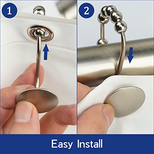 Nickel Shower Curtain Hooks Rust Proof:Durable Metal Shower Curtain Rings Easy Glide Shower Hooks for Shower Curtain Peyton Decorative Shower Curtain Hooks,Set of 12 Shower Rings