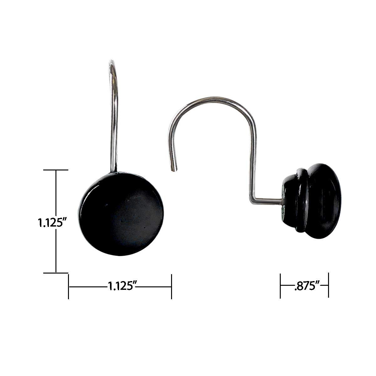 Creative Scents Black Shower Curtain Hooks - Set of 12 Shower Hooks for Shower Curtain - Decorative Shower Curtain Hooks Black - Durable Shower Curtain Rings for Bathroom Curtain Shower Rod