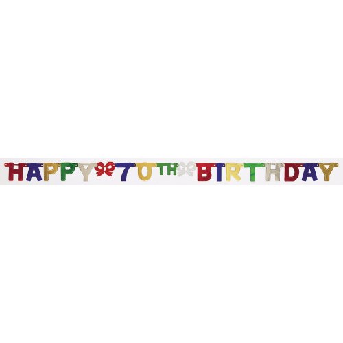 Creative Converting Party Decoration Jointed Banner, Happy 70th Birthday, 6.5-Feet