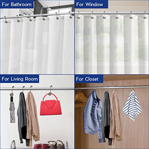 Nickel Shower Curtain Hooks Rust Proof:Durable Metal Shower Curtain Rings Easy Glide Shower Hooks for Shower Curtain Peyton Decorative Shower Curtain Hooks,Set of 12 Shower Rings