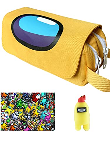 Pencil Cases Big Capacity Pencil Bag Makeup Pen Pouch Durable Stationery with Double Zipper Pen Holder for (yellow)