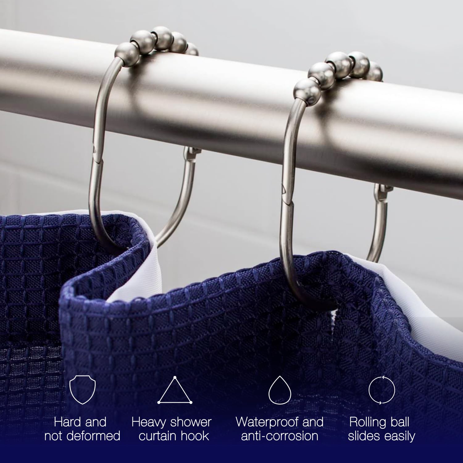 2 Lb. Depot Shower Curtain Ring - Set of 12 Easy Glide Rollers with Oil Rubbed Bronze Finish - Stainless Steel Shower Hooks for Straight and Curved Rods - Decorative and Durable for Any Bathroom