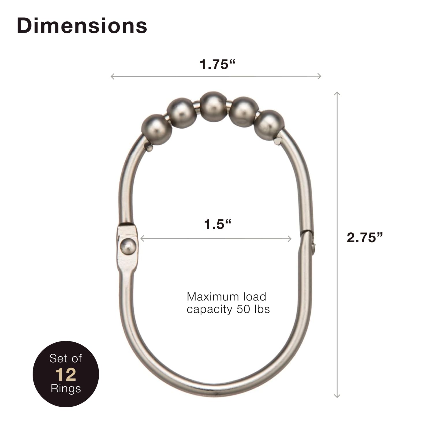 2 Lb. Depot Shower Curtain Ring - Set of 12 Easy Glide Rollers with Oil Rubbed Bronze Finish - Stainless Steel Shower Hooks for Straight and Curved Rods - Decorative and Durable for Any Bathroom