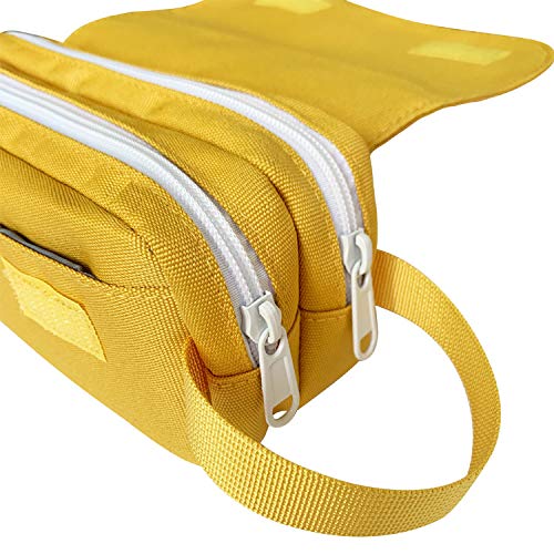 Pencil Cases Big Capacity Pencil Bag Makeup Pen Pouch Durable Stationery with Double Zipper Pen Holder for (yellow)