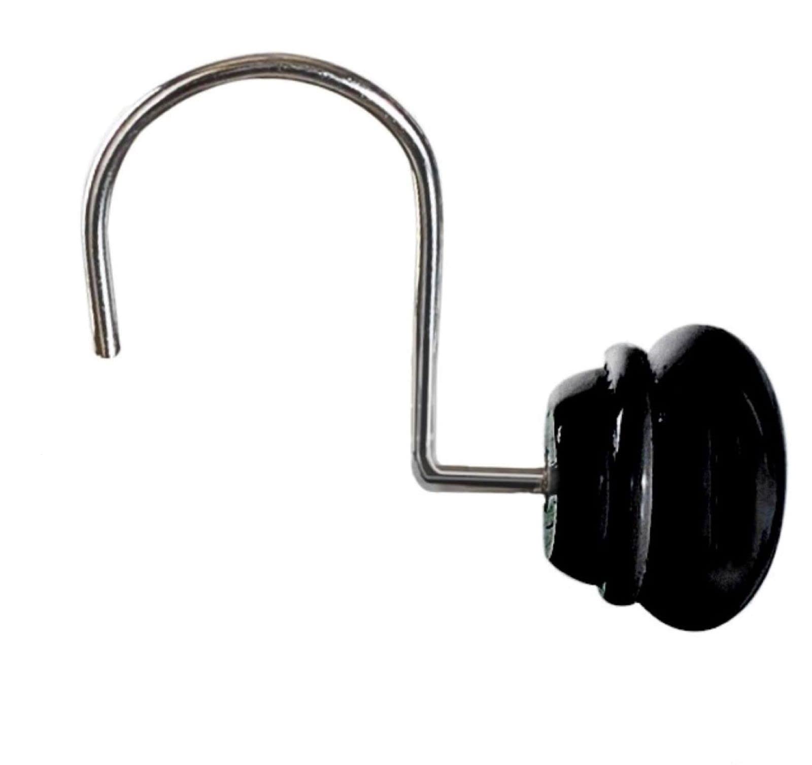 Creative Scents Black Shower Curtain Hooks - Set of 12 Shower Hooks for Shower Curtain - Decorative Shower Curtain Hooks Black - Durable Shower Curtain Rings for Bathroom Curtain Shower Rod