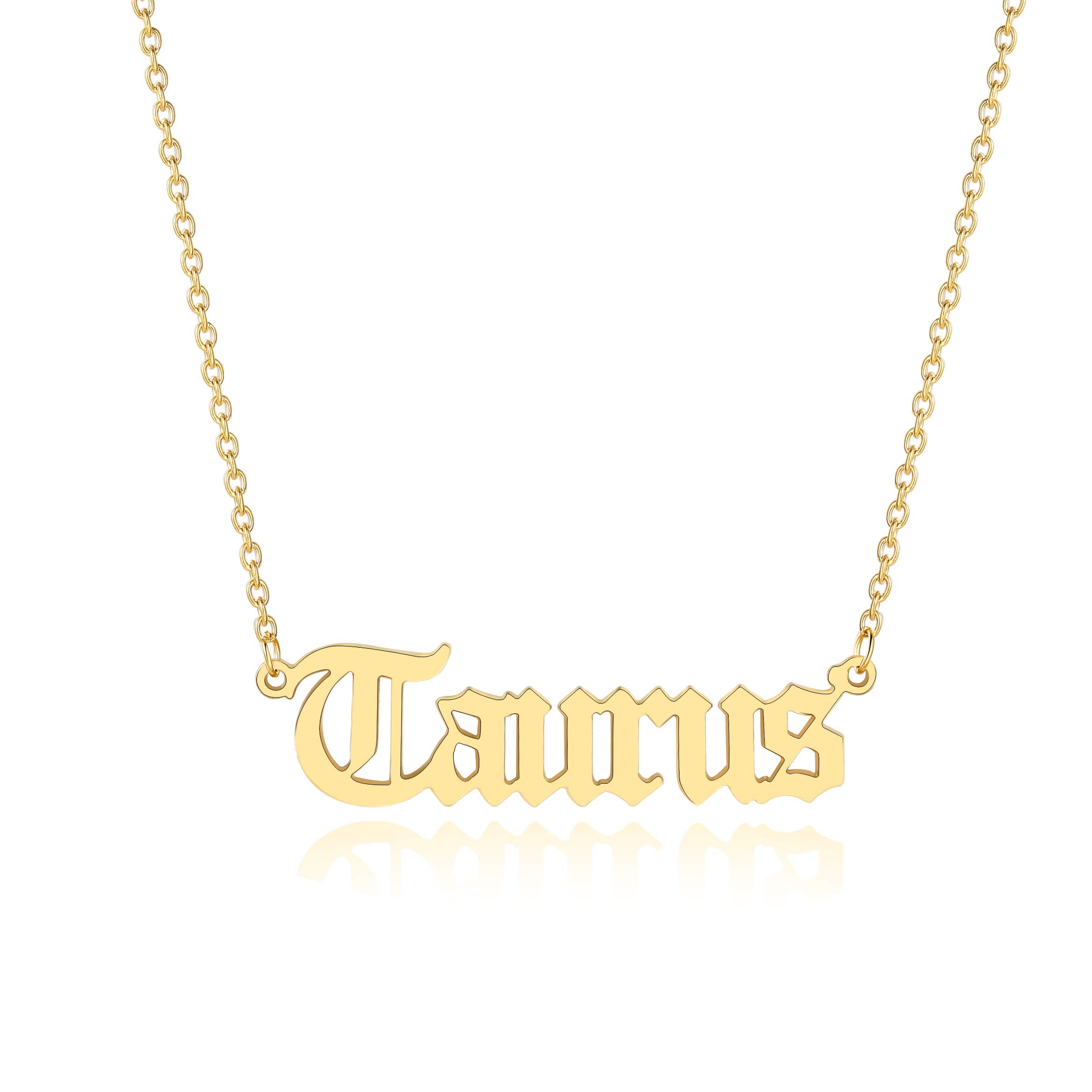 Taurus Necklace for Women Zodiac Necklace Gold Old English Letter Astrology Constellation Horoscope Sign Pendant BFF Birthday Gift