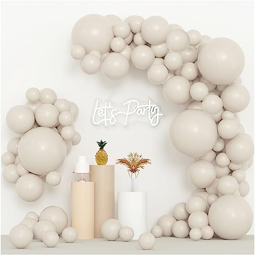 White Sand Balloons 105Pcs 18/12/10/5 Inch Different Sizes Cream Beige Balloon Arch Kit for Birthday Baby Shower Wedding Bridal Graduation Decoration Valentines Party Supplies