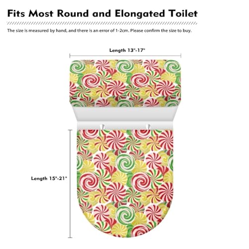 Tomeusey Toilet Lid Cover Set of 2 Pack,Christmas Pattern Durable Toilet Lid Seat Cover with Elastic Edges,for Home Toilet Tank Lid Protector,Easy to Install