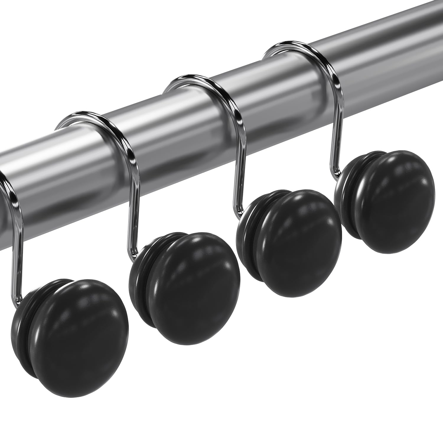 Creative Scents Black Shower Curtain Hooks - Set of 12 Shower Hooks for Shower Curtain - Decorative Shower Curtain Hooks Black - Durable Shower Curtain Rings for Bathroom Curtain Shower Rod