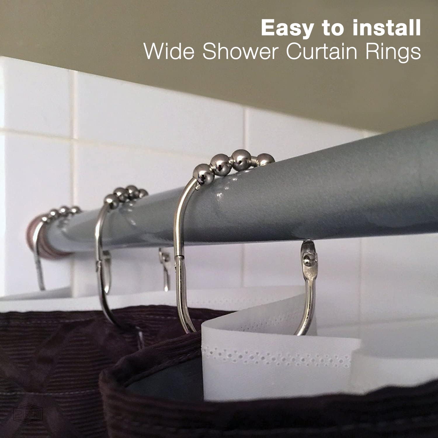 2 Lb. Depot Shower Curtain Ring - Set of 12 Easy Glide Rollers with Oil Rubbed Bronze Finish - Stainless Steel Shower Hooks for Straight and Curved Rods - Decorative and Durable for Any Bathroom