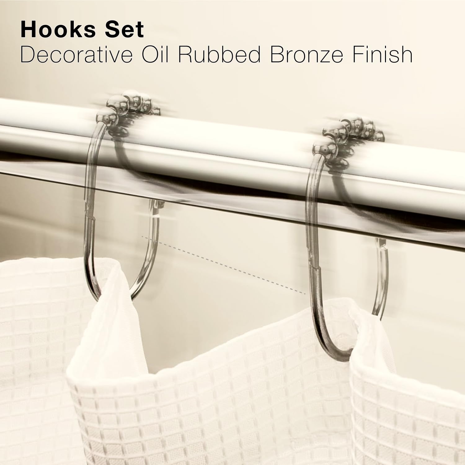 2 Lb. Depot Shower Curtain Ring - Set of 12 Easy Glide Rollers with Oil Rubbed Bronze Finish - Stainless Steel Shower Hooks for Straight and Curved Rods - Decorative and Durable for Any Bathroom