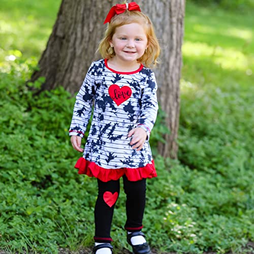 AnnLoren Girls Valentine's Day Heart Tie Dye Outfit Dress and Black Leggings size - 7/8.