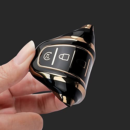 Bqepe for Ford Key Fob Cover Keychain Fit for CMAX Escape Focus Edge Expedition Explorer Flex Taurus Smart Key Shell Case (Black)