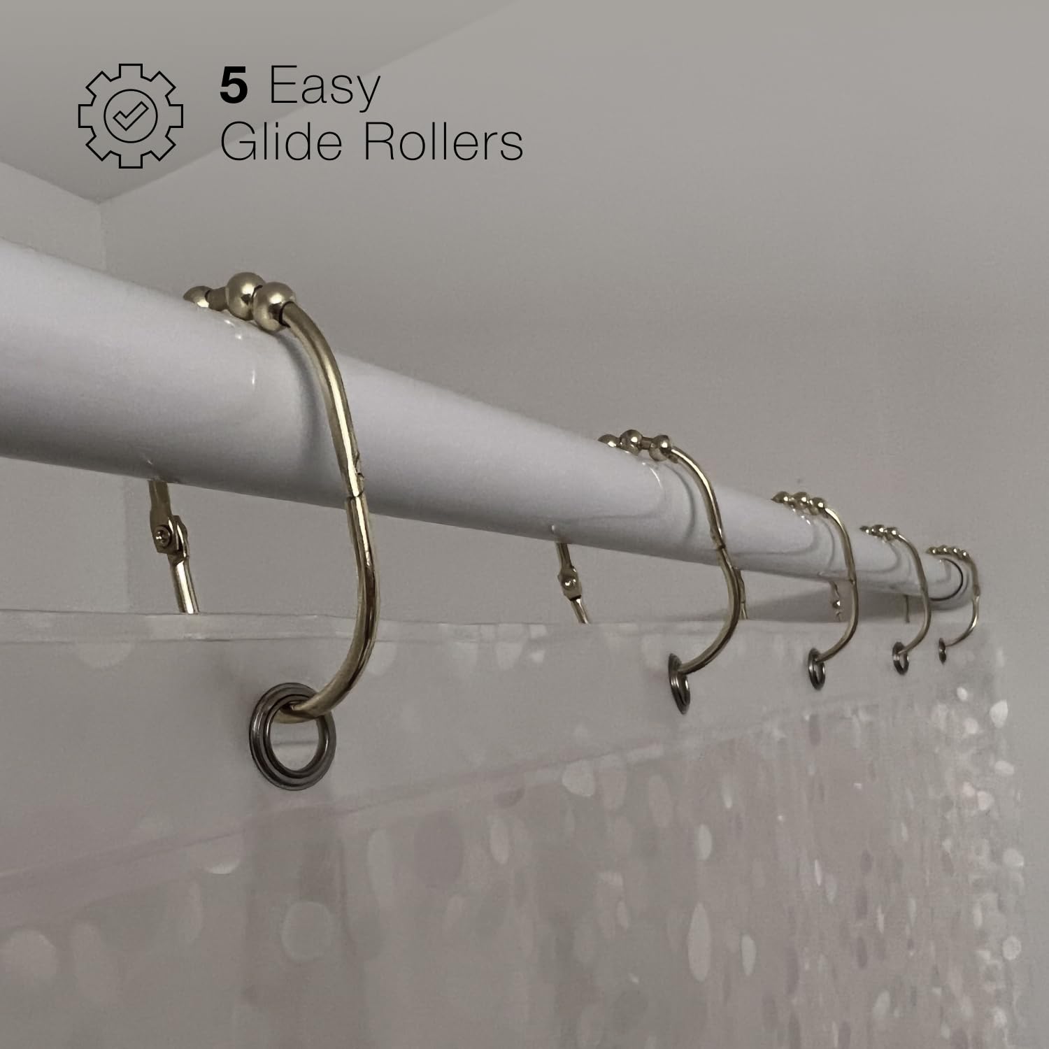 2 Lb. Depot Shower Curtain Ring - Set of 12 Easy Glide Rollers with Oil Rubbed Bronze Finish - Stainless Steel Shower Hooks for Straight and Curved Rods - Decorative and Durable for Any Bathroom