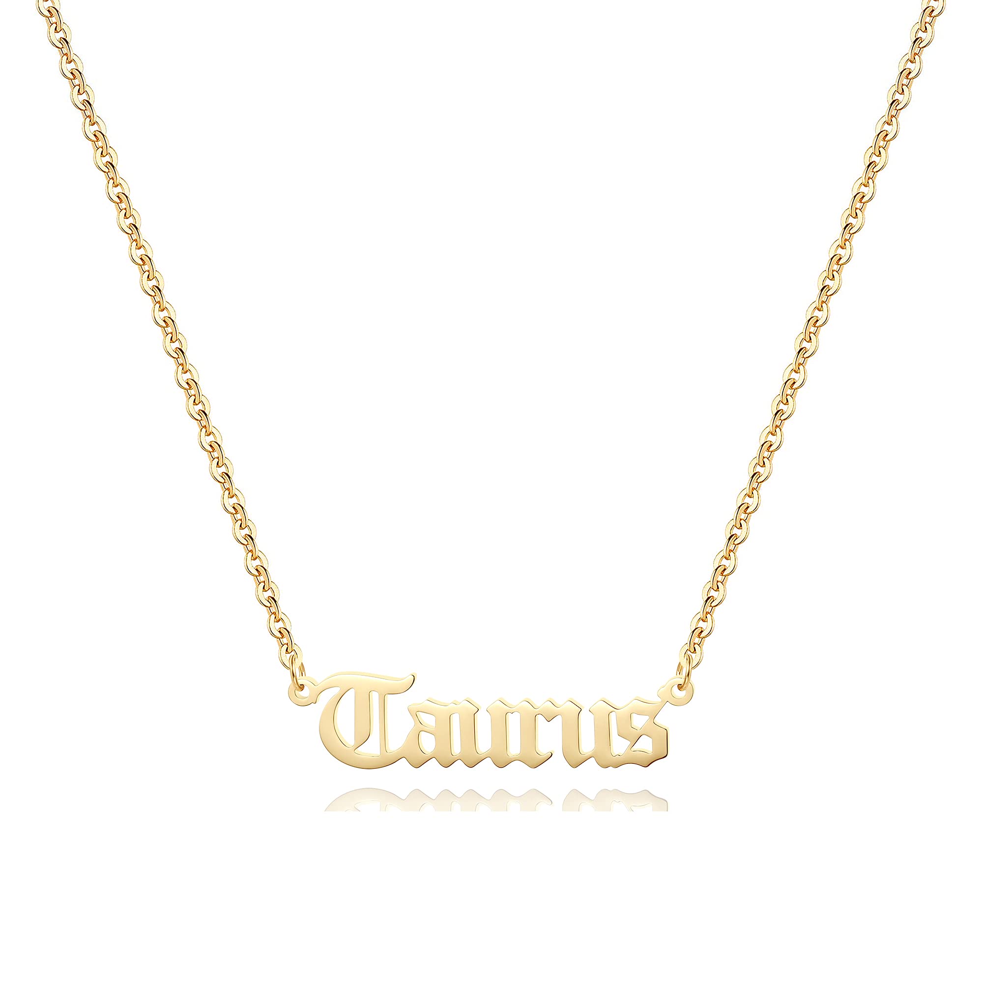 Aimber 18K Gold Plated Astrology Necklace for Women Jewelry,12 Zodiac Pendant Horoscope Constellations Necklace(Letter,Taurus)