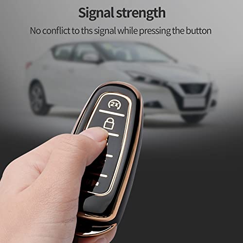 Bqepe for Ford Key Fob Cover Keychain Fit for CMAX Escape Focus Edge Expedition Explorer Flex Taurus Smart Key Shell Case (Black)