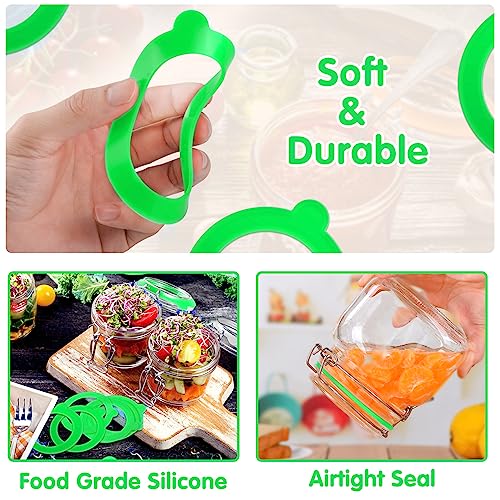 12 Pcs Replacement Silicone Gasket Seals for Jars Leakproof Airtight Rubber Sealing Rings for Regular Mouth Canning Jar, 3.75 Inches (Green)