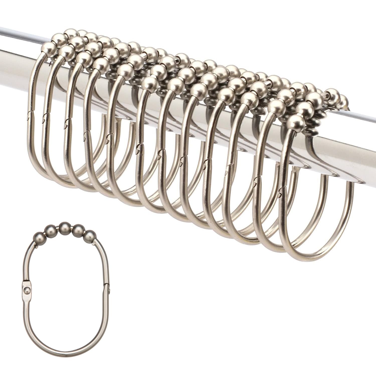 2 Lb. Depot Shower Curtain Ring - Set of 12 Easy Glide Rollers with Oil Rubbed Bronze Finish - Stainless Steel Shower Hooks for Straight and Curved Rods - Decorative and Durable for Any Bathroom