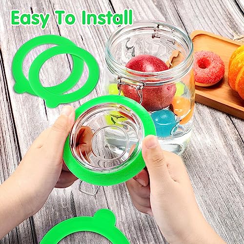 12 Pcs Replacement Silicone Gasket Seals for Jars Leakproof Airtight Rubber Sealing Rings for Regular Mouth Canning Jar, 3.75 Inches (Green)