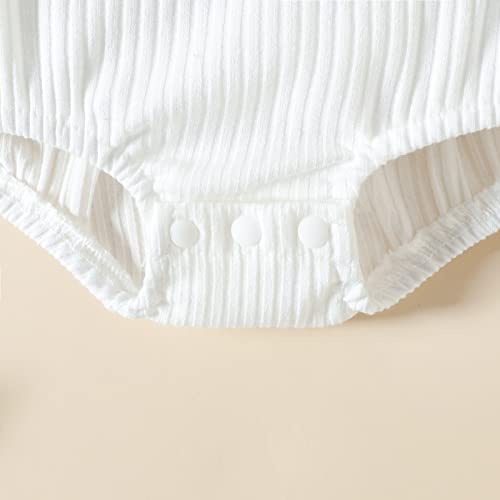 YOKJZJD Infant Baby Girl Easter Outfit Knitted Sleeveless Romper T-Shirt Tops Bunny Bell Bottom Pants Set Summer Clothes (White, 6-12 Months)