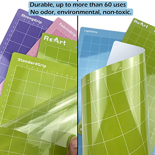 ReArt Cutting Mat for Cricut - StandardGrip 12x24 Inch 3 Packs and 12x12 Inch 5 Packs