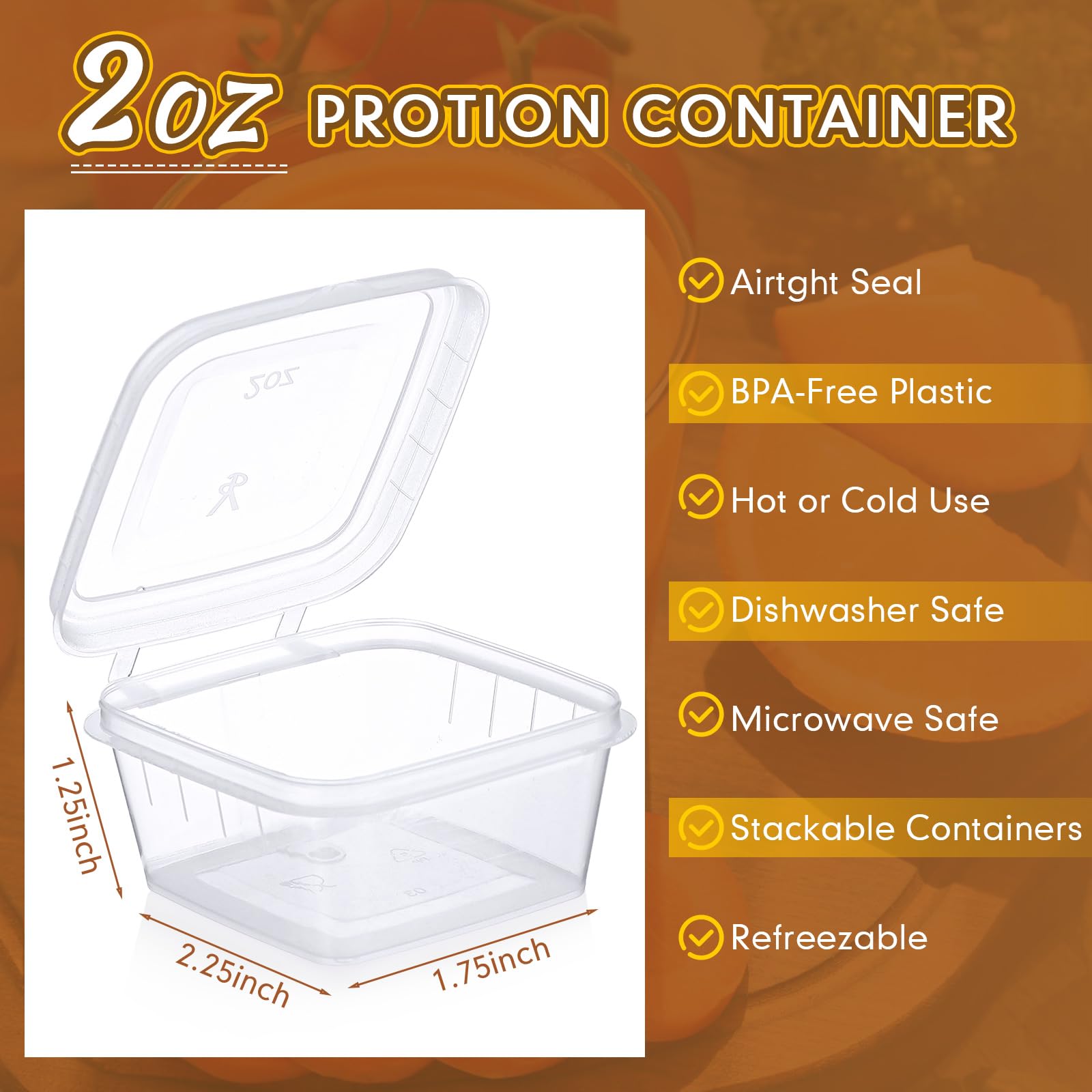 Hushee 500 Pack 2oz Plastic Disposable Portion Cups with Hinged Lids Disposable Sauce Containers with Lids Disposable Food Storage with Lids Disposable Souffle Cups for Lunch Party Trips