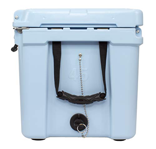 Frosted Frog Light Blue 45 Quart Ice Chest Heavy Duty High Performance Roto-Molded Commercial Grade Insulated Cooler