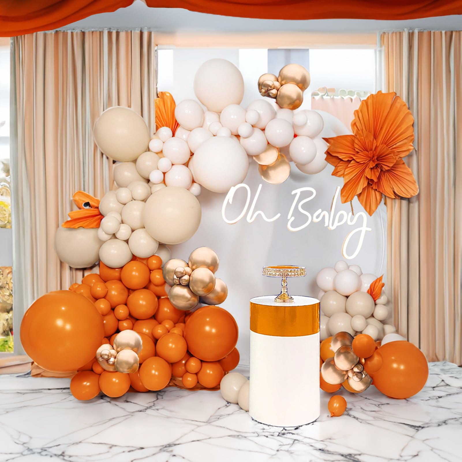 Fall colors Balloon Garland arch kit 107 PCS double stuffed Burnt Orange Balloons for Fall baby shower boho bridal shower Birthday thanksgiving Party Decorations