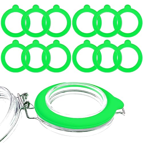 12 Pcs Replacement Silicone Gasket Seals for Jars Leakproof Airtight Rubber Sealing Rings for Regular Mouth Canning Jar, 3.75 Inches (Green)