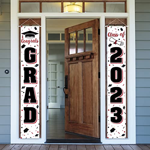LASKYER Congrats Grad Class of 2023 Red Door Banner - Perfect for School Home Door Sign Porch Sign Backdrop 2023 Graduation Party Decorations.