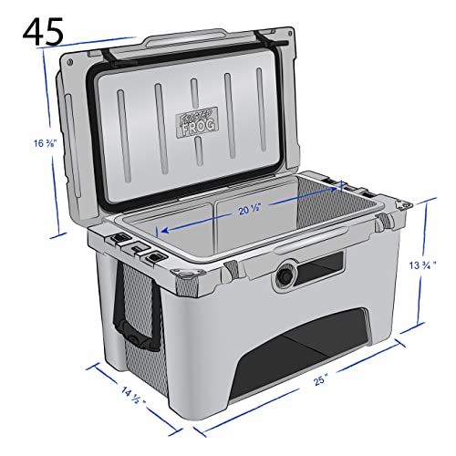 Frosted Frog Light Blue 45 Quart Ice Chest Heavy Duty High Performance Roto-Molded Commercial Grade Insulated Cooler