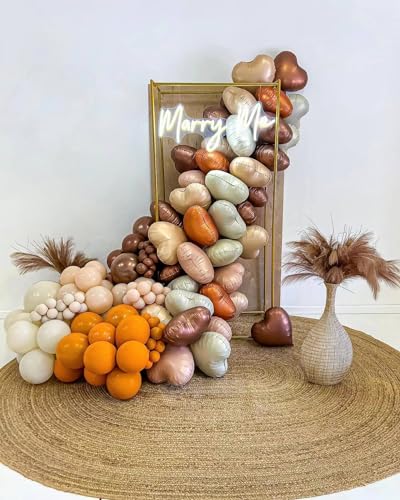 121pcs Fall Balloon Garland Arch Kit Double Stuffed Burnt Orange Balloons Double Stuffed Terracotta Rust Balloons for Thanksgiving Autumn Birthday Party Wedding Decorations