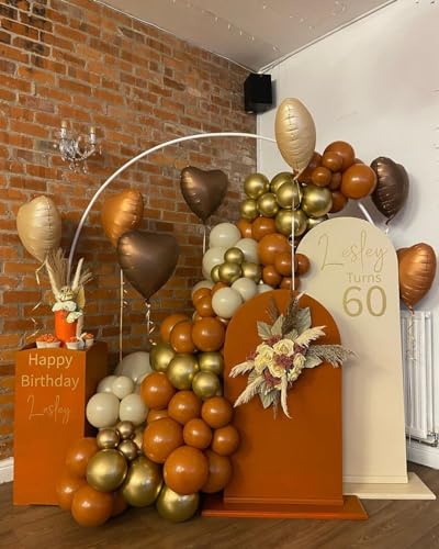 121pcs Fall Balloon Garland Arch Kit Double Stuffed Burnt Orange Balloons Double Stuffed Terracotta Rust Balloons for Thanksgiving Autumn Birthday Party Wedding Decorations