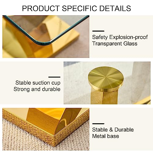63in Glass Dining Table for 6 with Steel Base, Rectangle Dining Room Table Kitchen Table with Golden U-Shape Bracket, Luxury Dining Table for 4 or 6, Dinner Table for Living Room Banquet Hall
