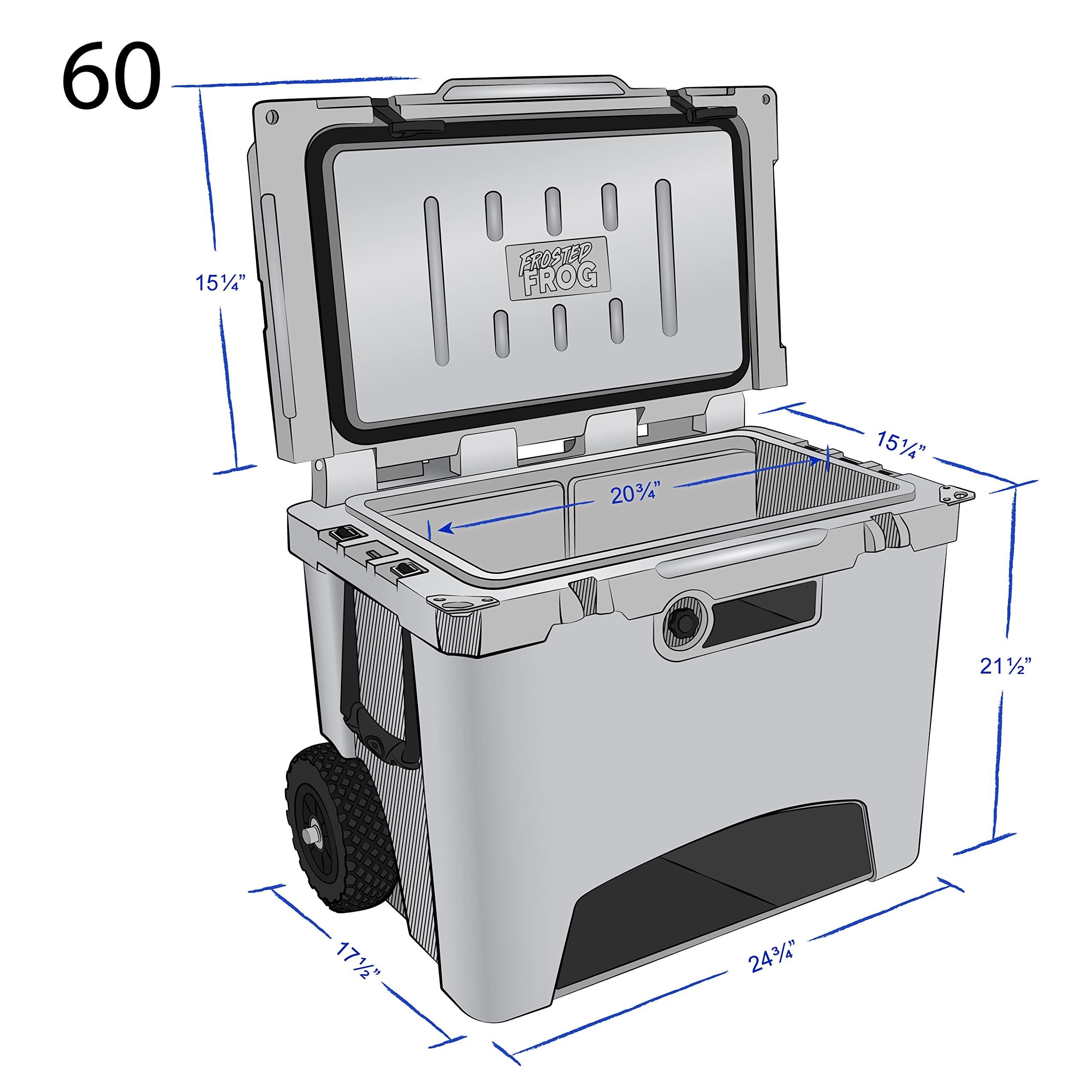 Frosted Frog 60 Quart Ice Chest Heavy Duty High Performance Roto-Molded Commercial Grade Insulated Cooler with Telescoping Handle and Wheels (Red Camo)